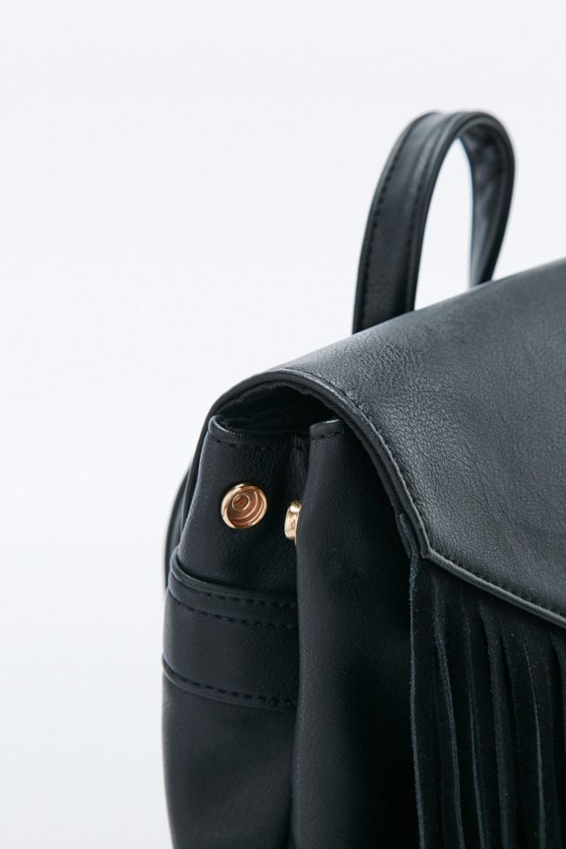 Black Suede Fringe Backpack | Urban Outfitters UK