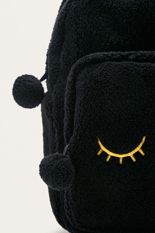 Black Shearling Eyes Backpack | Urban Outfitters UK