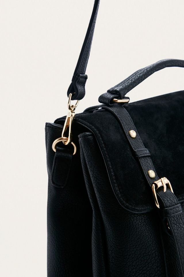Black Suede Convertible Backpack | Urban Outfitters UK
