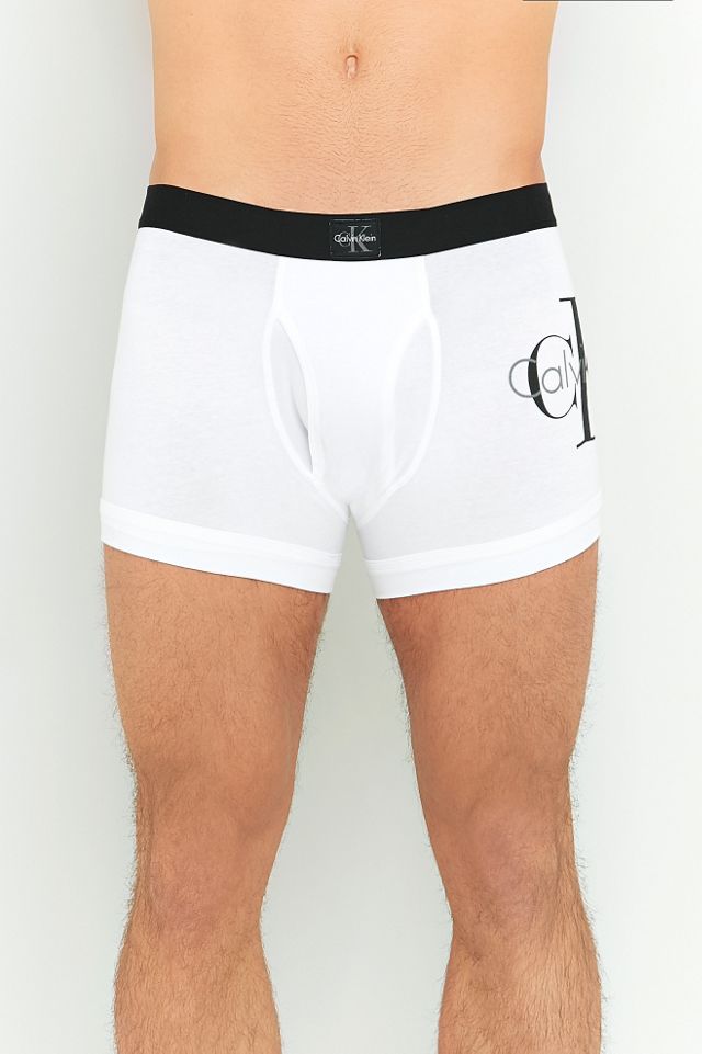 Calvin Klein CK White Logo Boxer Trunks | Urban Outfitters UK