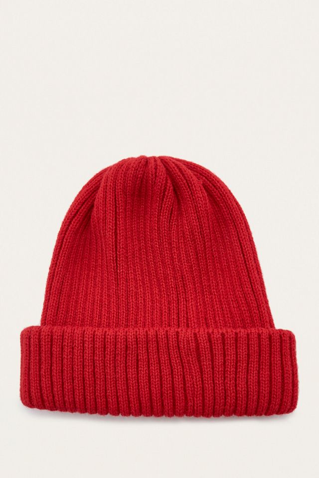 UO Red Ribbed Beanie | Urban Outfitters UK